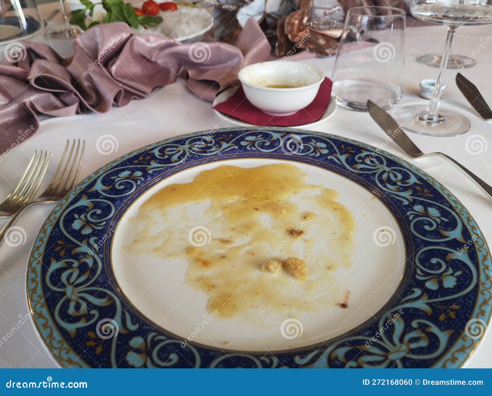 Table Set with Plate at the End of the Meal- Stock Photo - Image of ...