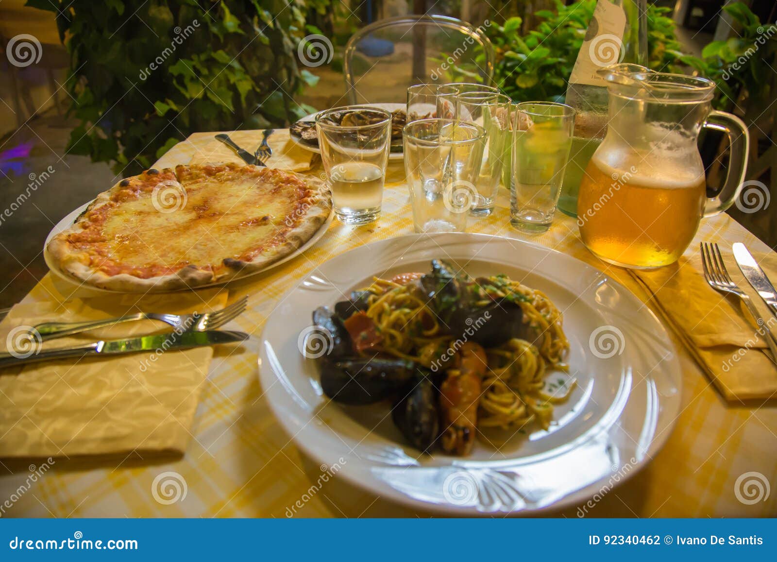 Table set ready for dinner stock photo. Image of towel - 92340462