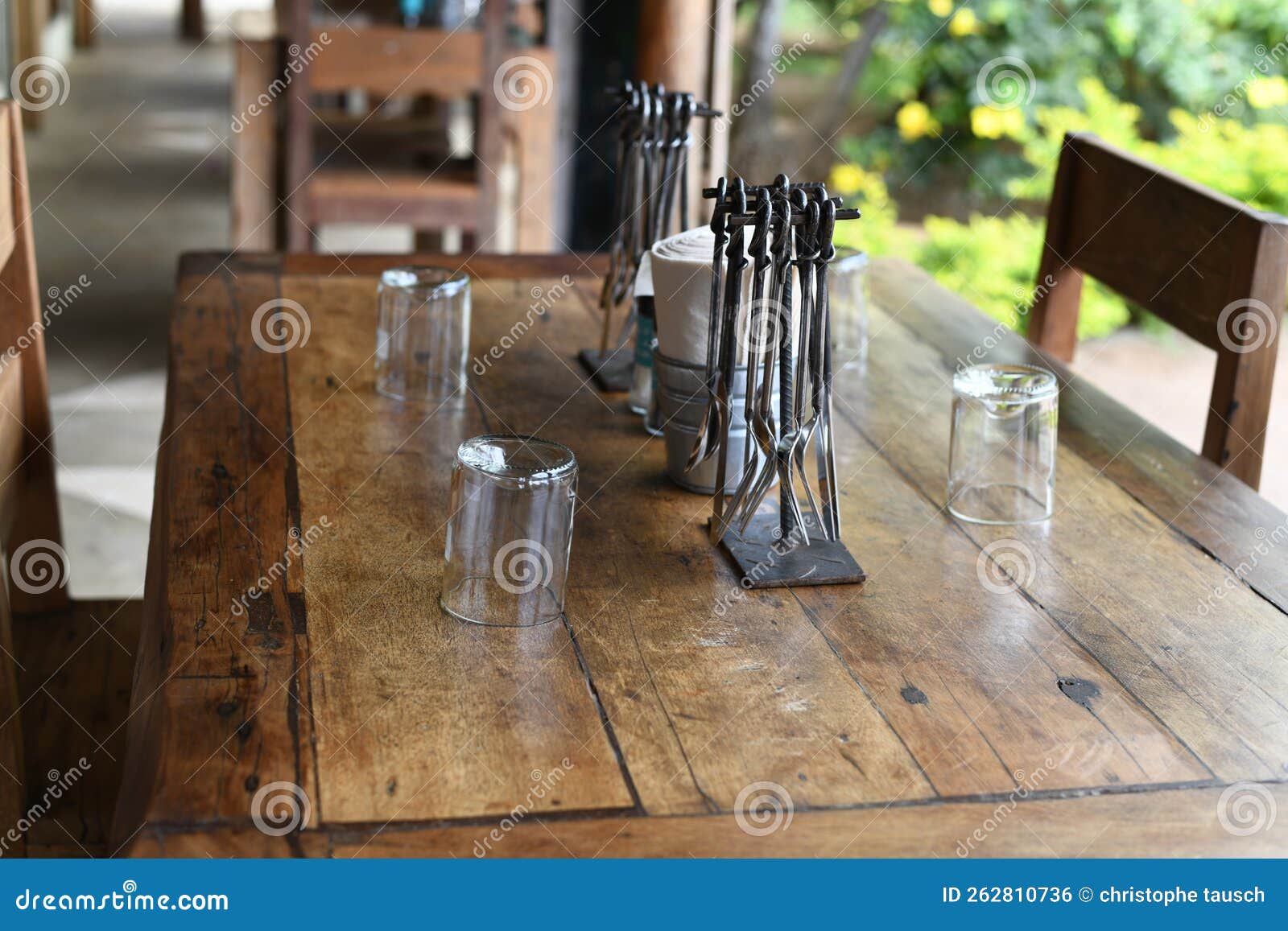 Table Set Restaurant. Exterior, Terrace, Professional. Stock Photo ...