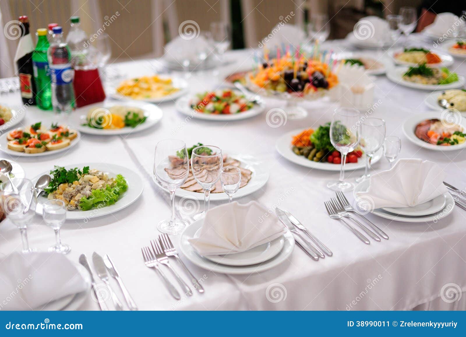 Table Set Service with Silverware and Glass Stock Image - Image of ...