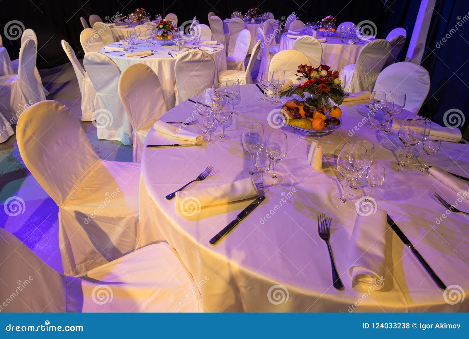 A Table Set Up by a Catering Service in a Restaurant Stock Photo ...