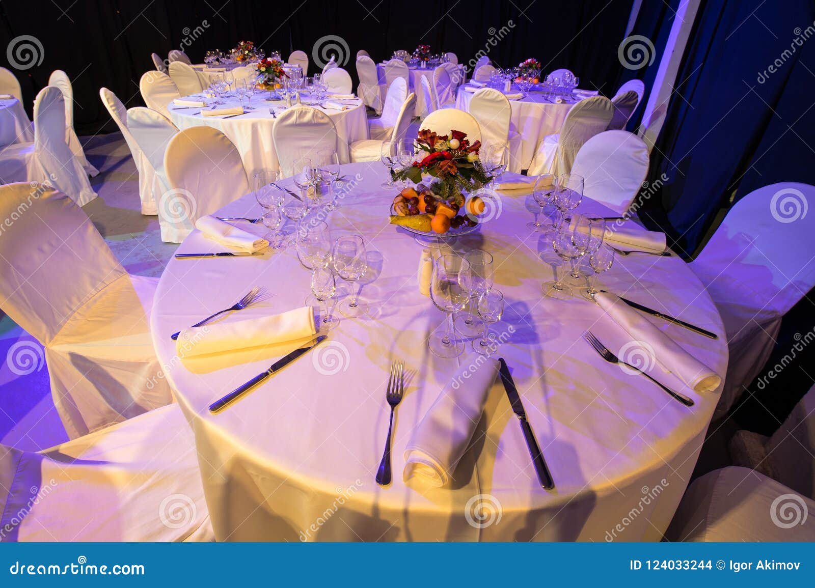 A Table Set Up by a Catering Service in a Restaurant Stock Photo ...