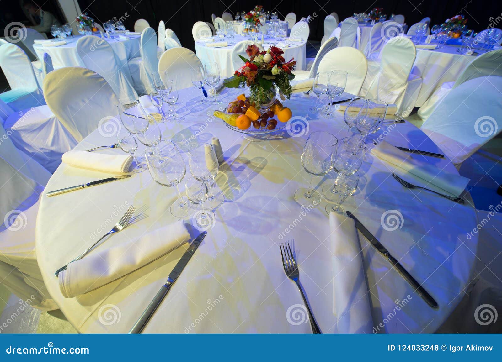 A Table Set Up by a Catering Service in a Restaurant Stock Photo ...