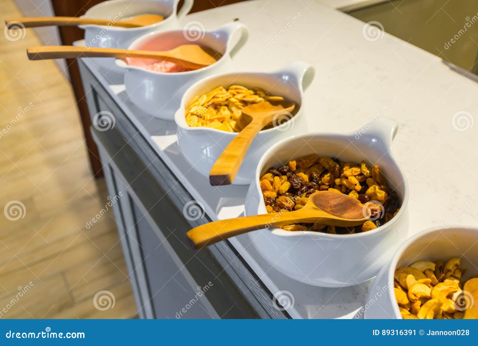 Table Set Up for Continental Breakfast . Stock Image - Image of black ...