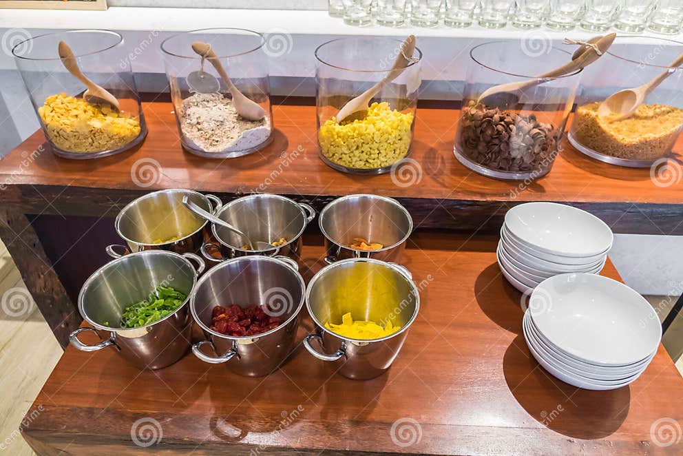 Table Set Up for Continental Breakfast . Stock Image - Image of fresh ...