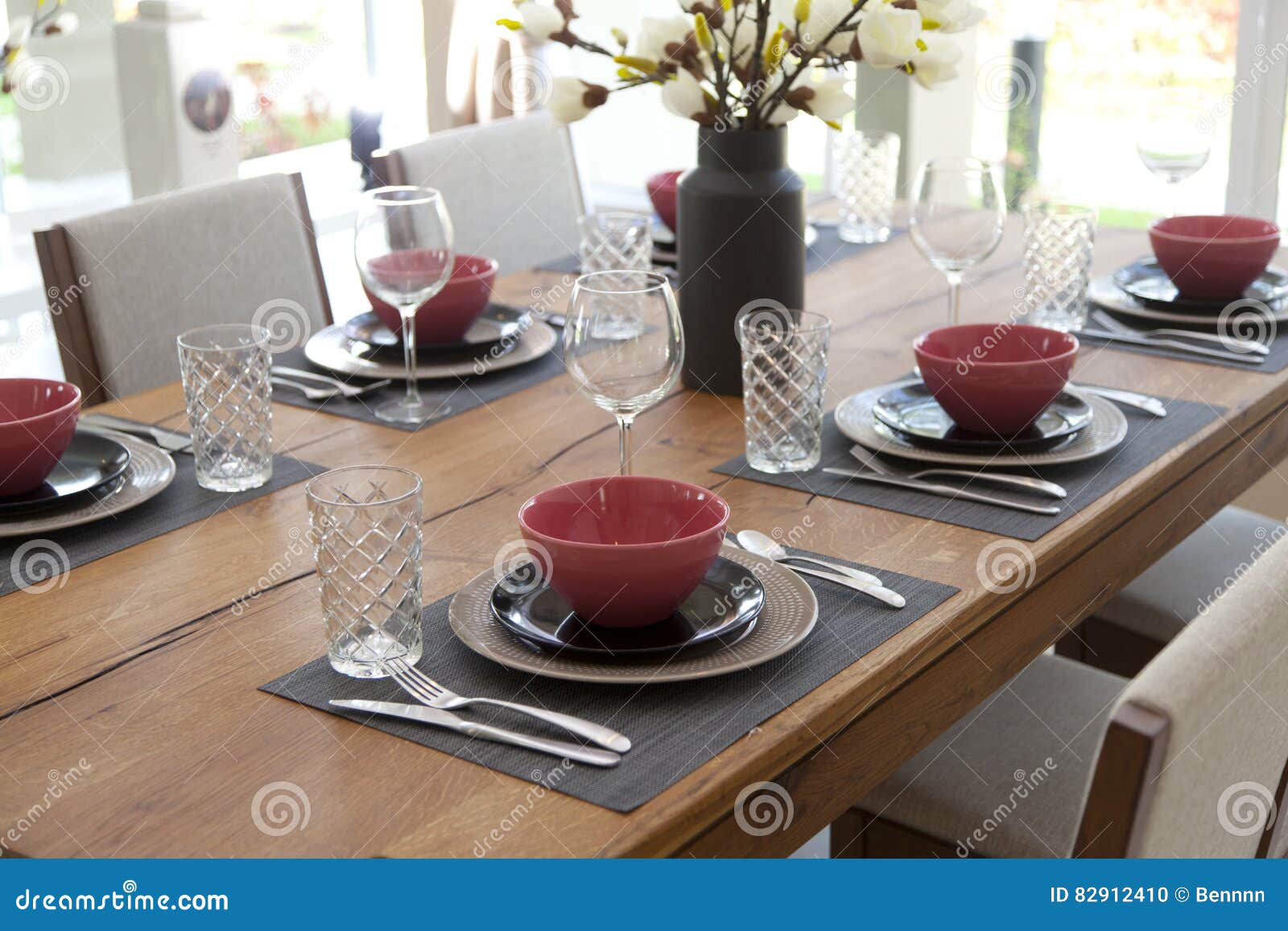 Table Set Up for Dinning Room Stock Photo - Image of room, cutlery ...