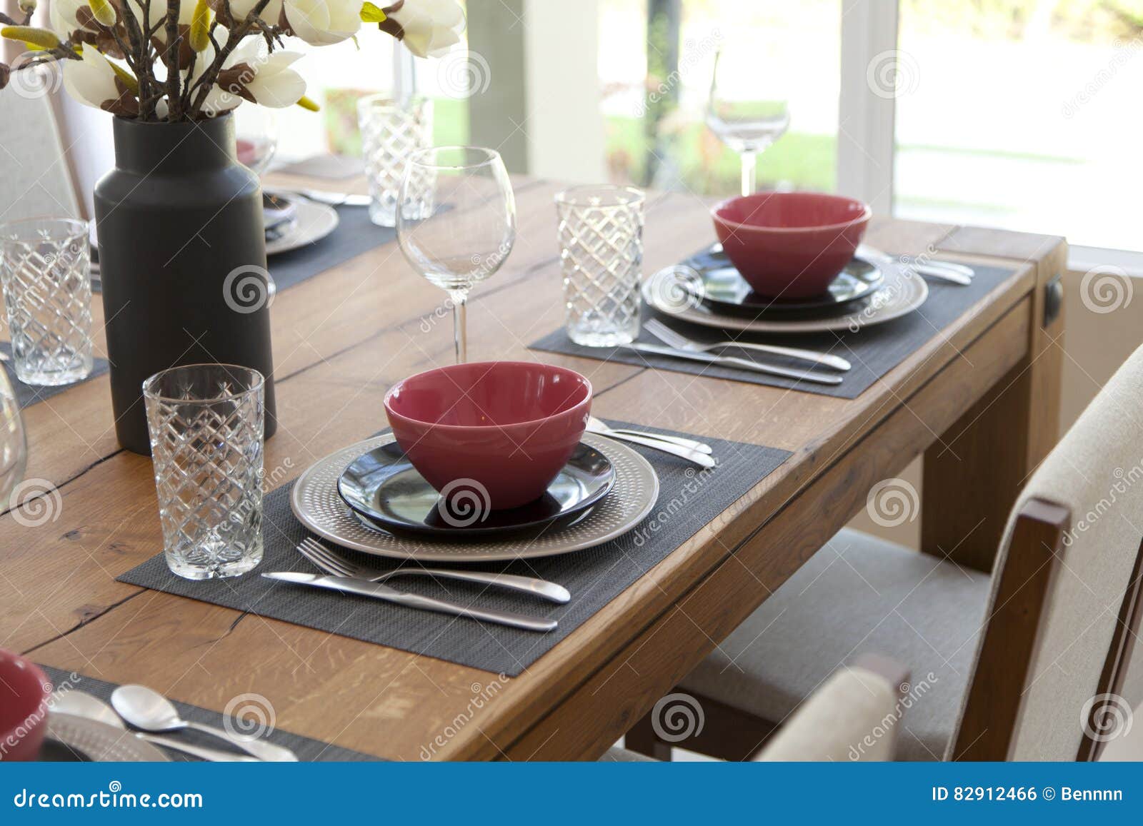 Table Set Up for Dinning Room Stock Photo - Image of elegant, dining ...