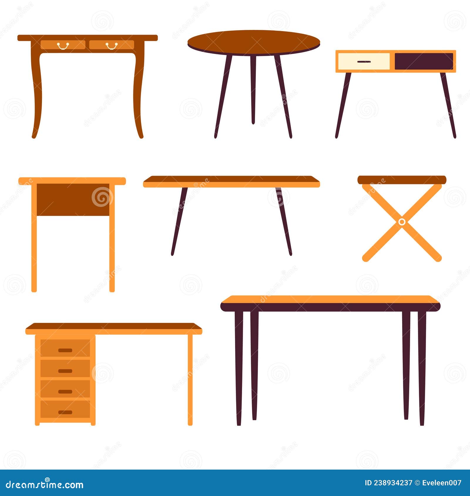 Table Set Vector Illustration. Empty Isolated Table, Vector ...