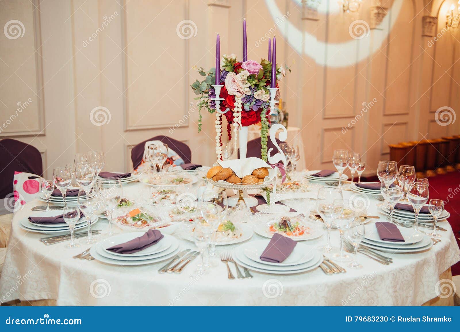 Table Set for Wedding or Another Catered Event Stock Photo - Image of ...