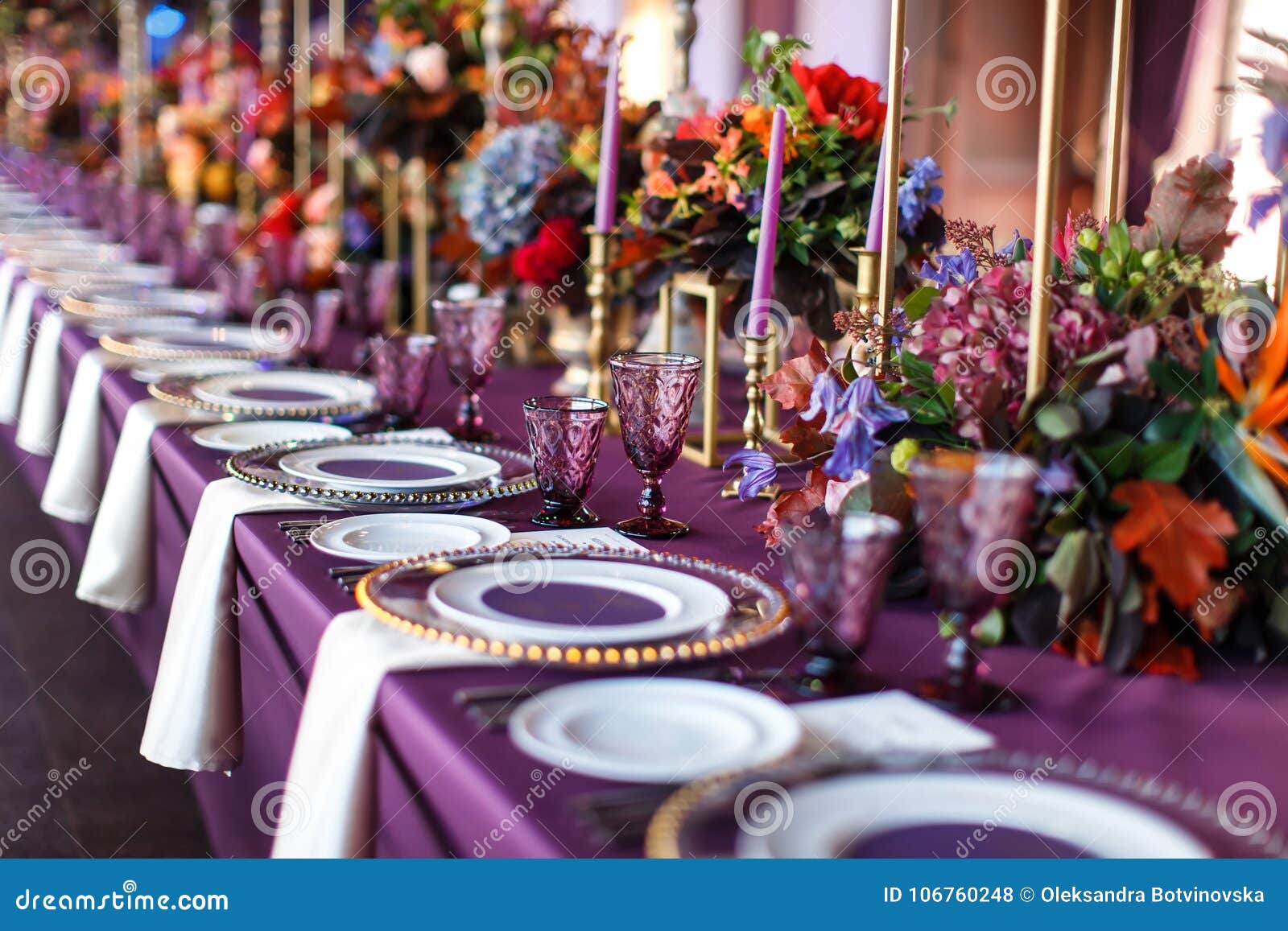 Table Set for Wedding or Another Catered Event Dinner Stock Photo ...