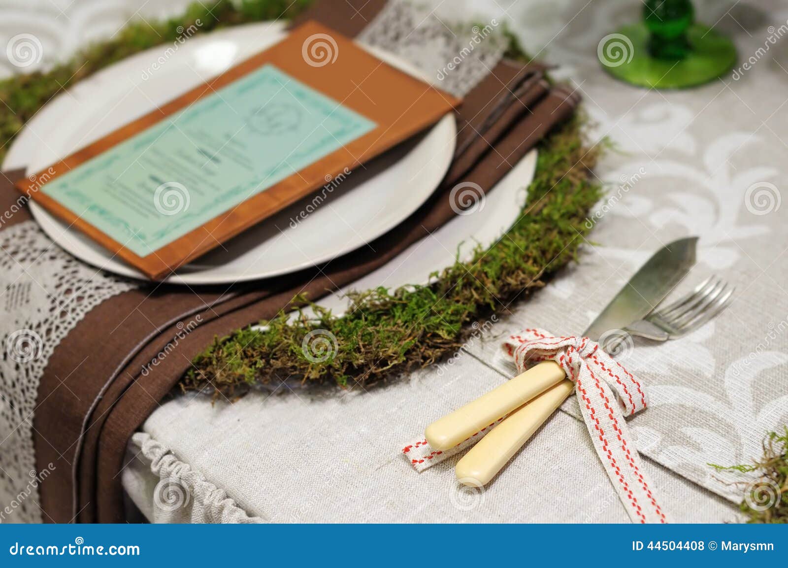 Table Set for Wedding Reception Stock Photo - Image of name, fork: 44504408