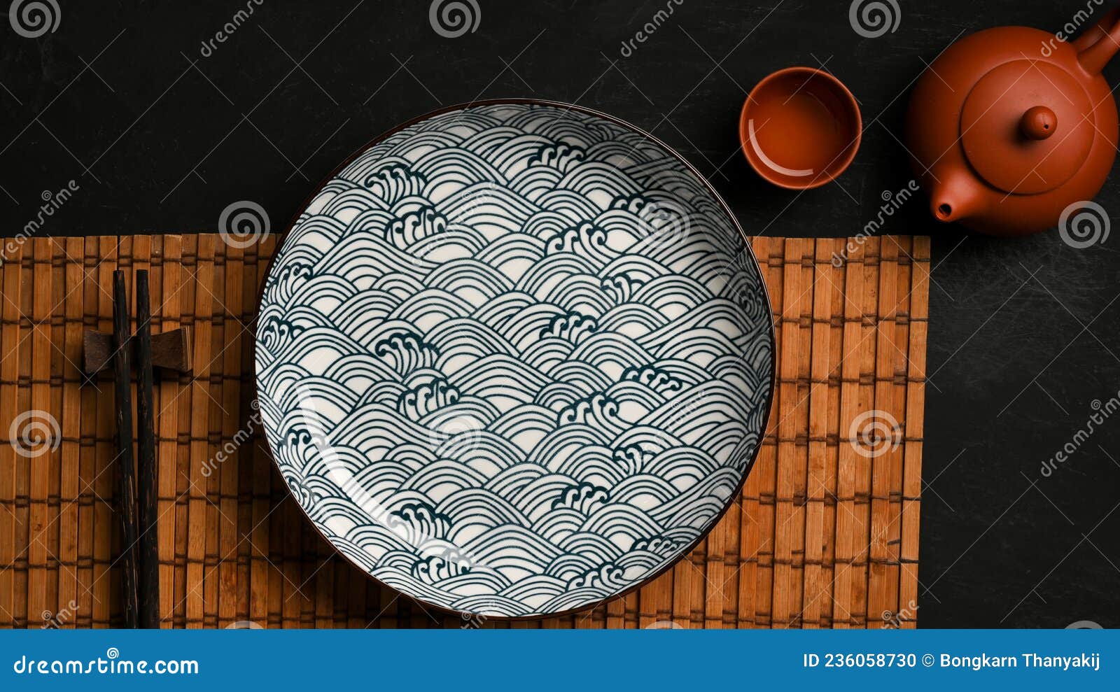 Table Setting in Asian Style with Porcelain Plate Stock Photo - Image ...