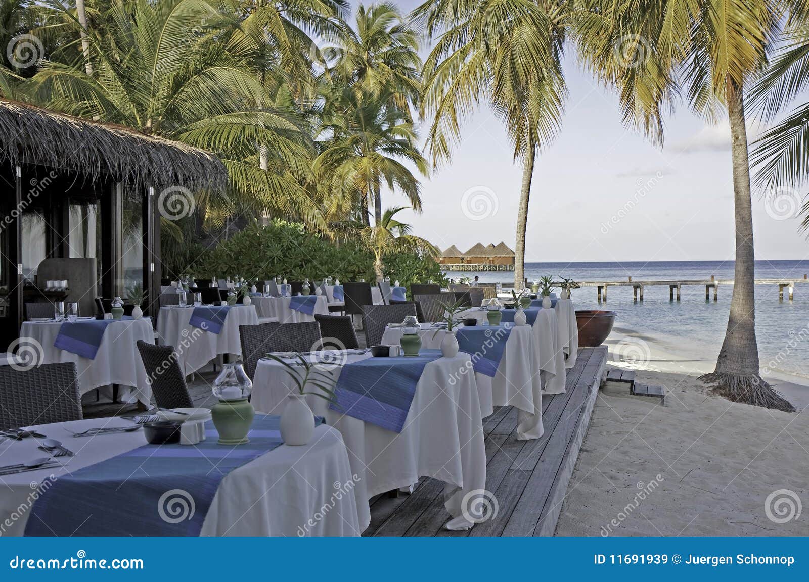 Table Setting at a Bar on a Tropical Island Stock Image - Image of ...
