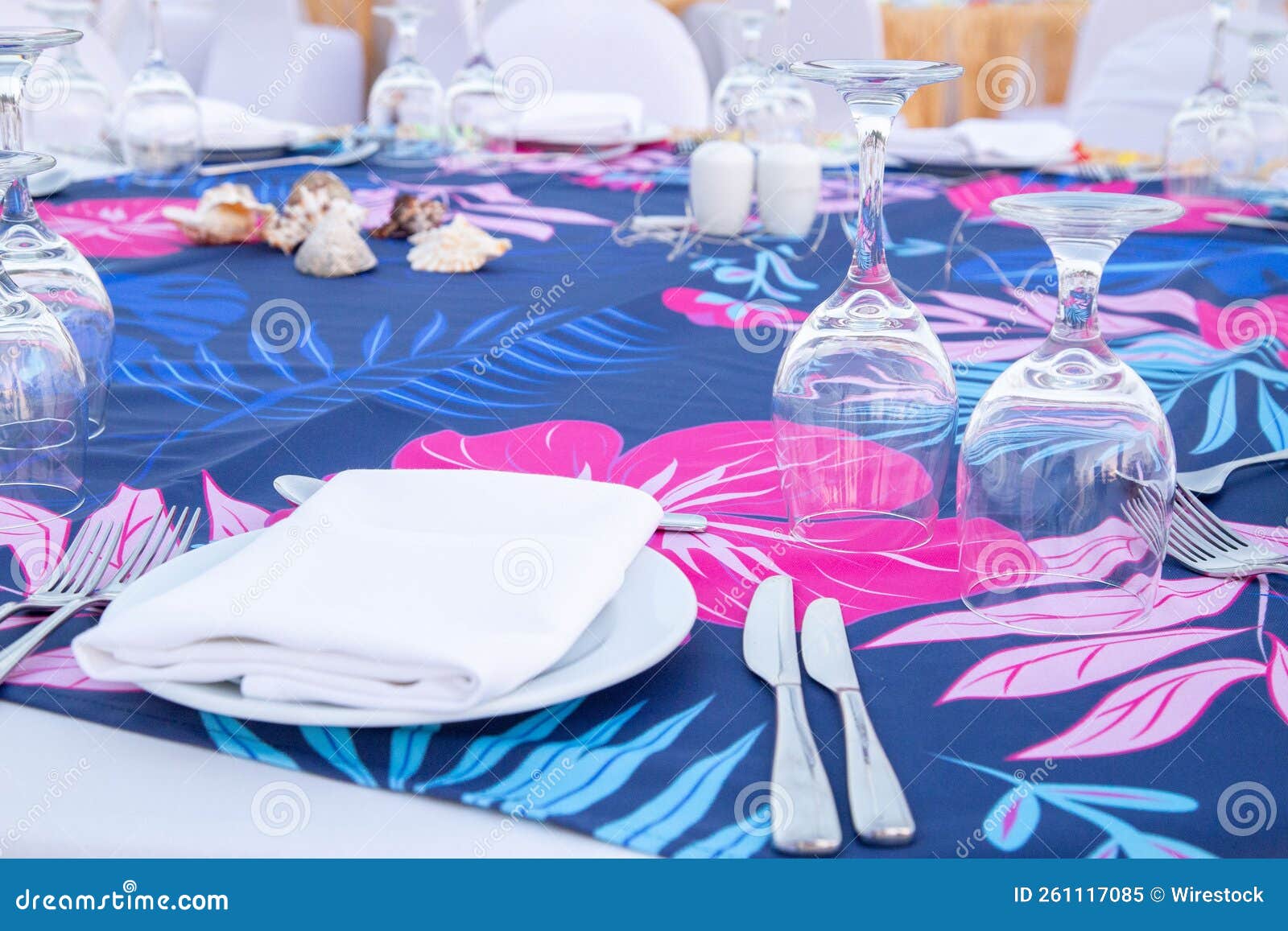Table Setting on Beach at Sunset Stock Illustration - Illustration of ...