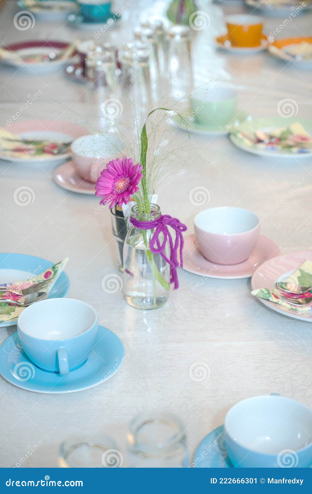 Table Setting for a Birthday Party Stock Image - Image of mugs ...