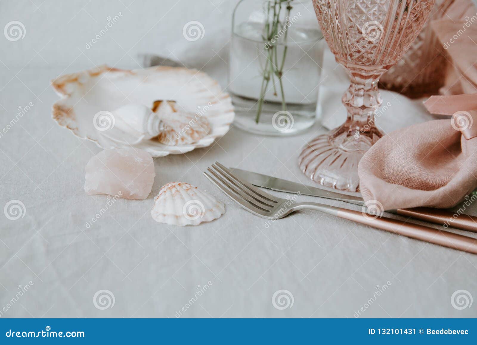 Table Setting in Boho Style on Bright Background, Stock Image - Image ...