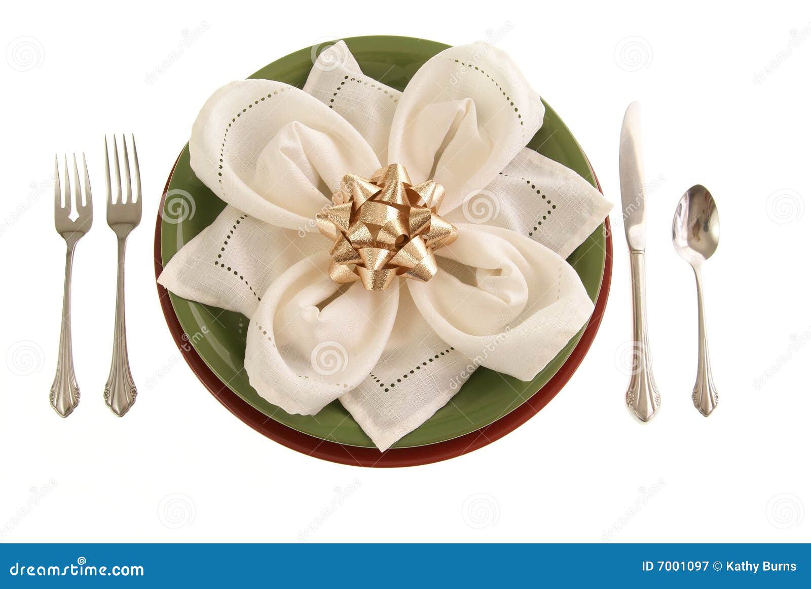 Table Setting with Bow stock image. Image of flatware - 7001097