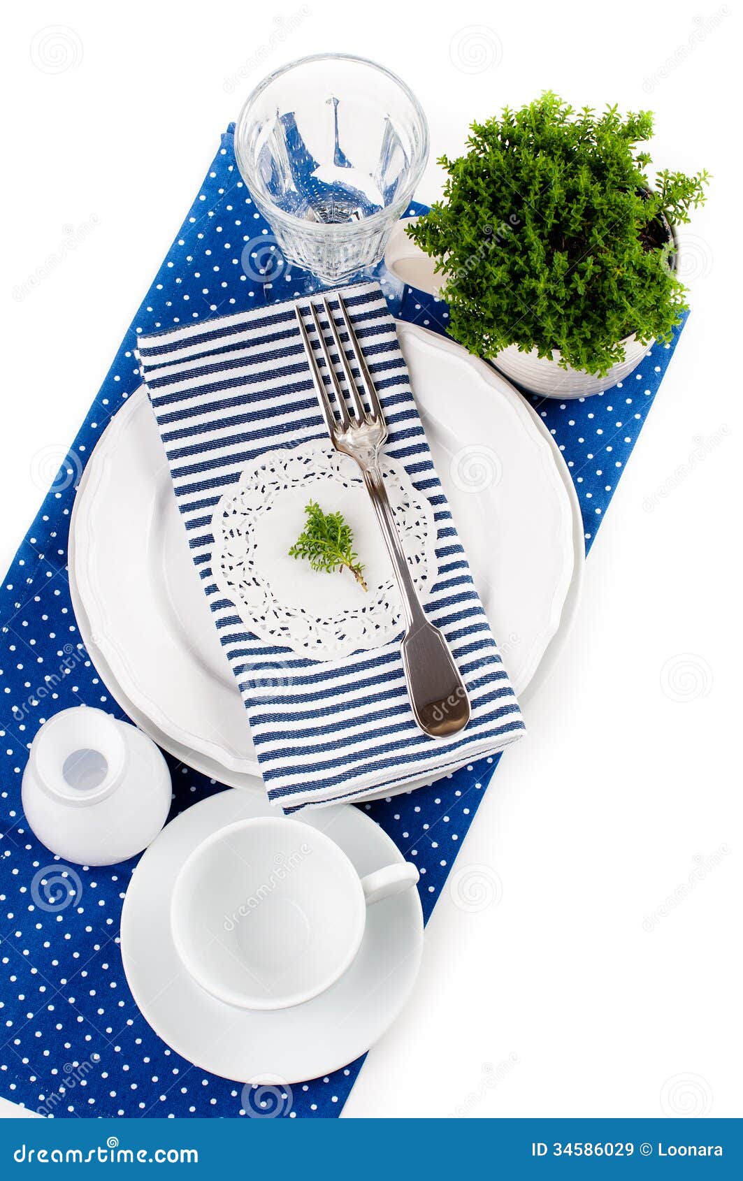 Table Setting for Breakfast in Navy Blue Tones Stock Image - Image of ...