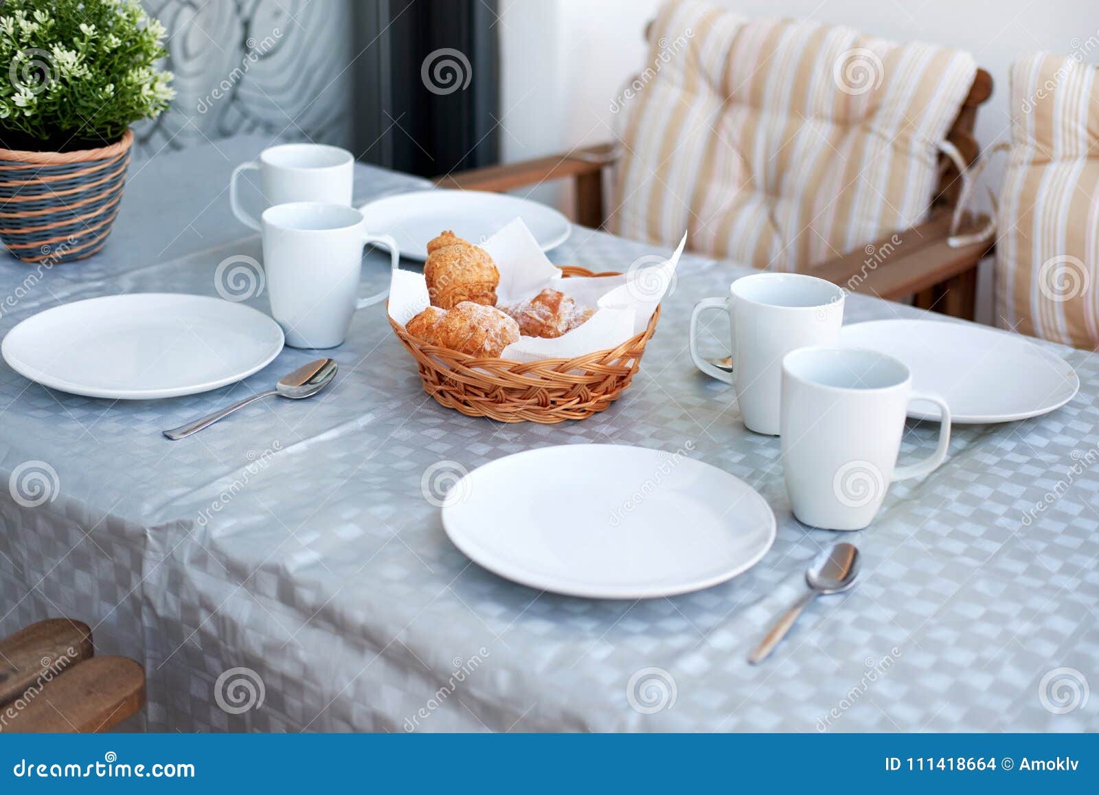 Table Setting for Breakfast Stock Photo - Image of life, chair: 111418664