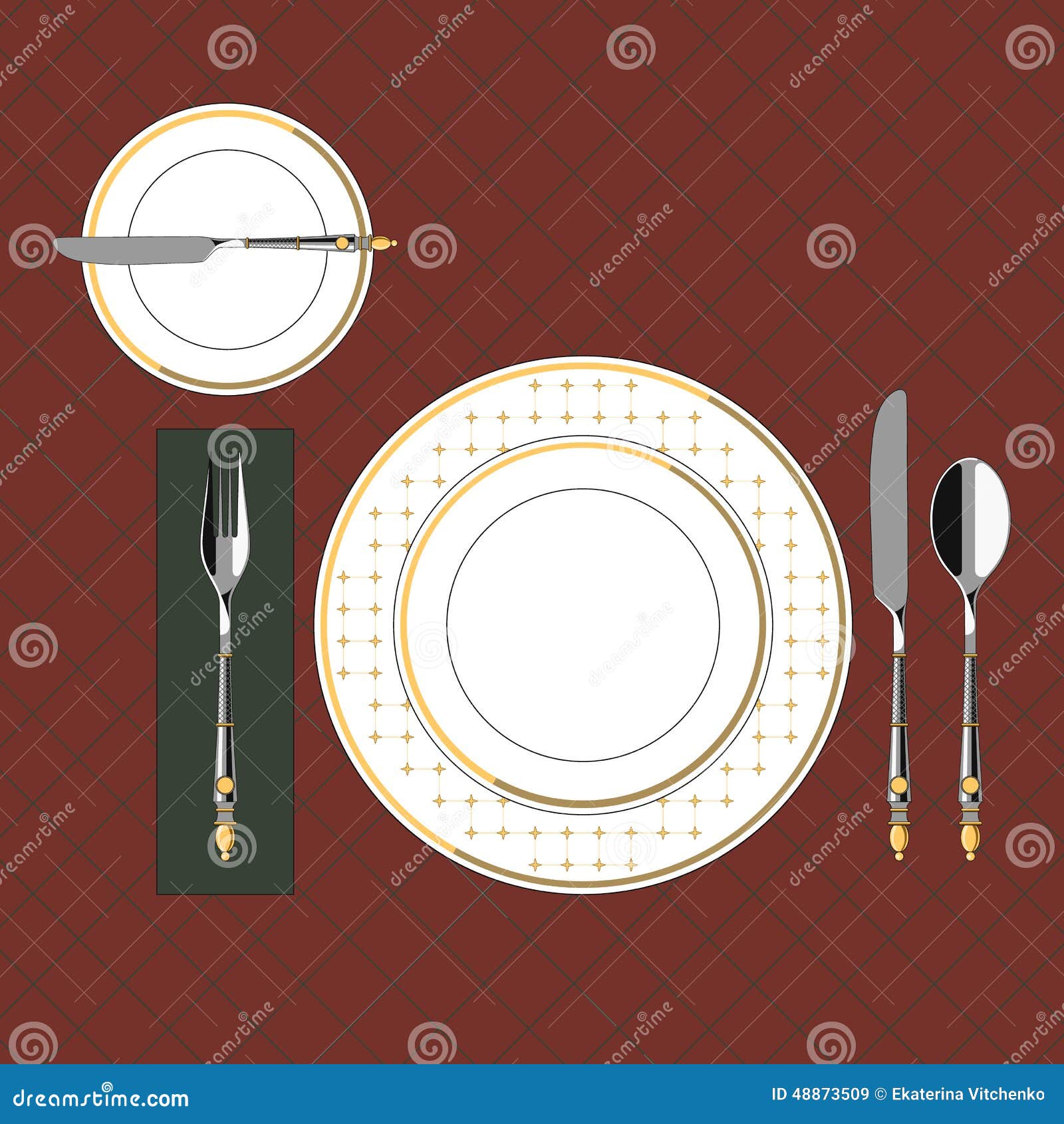 Table Setting Classic Style 6 Stock Illustrations – 90 Table Setting ...