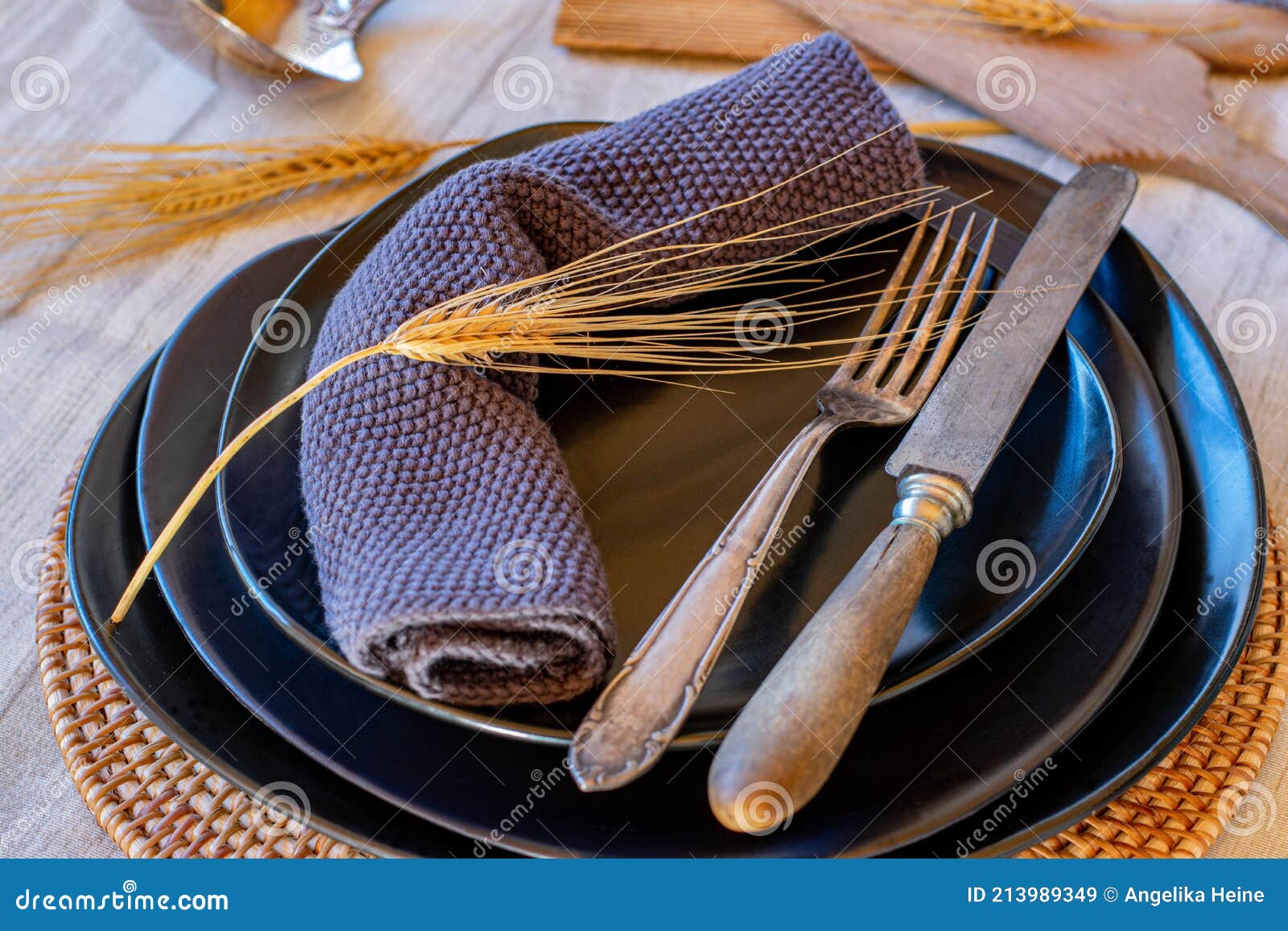 Table Setting Country Style Stock Image - Image of utensils, background ...