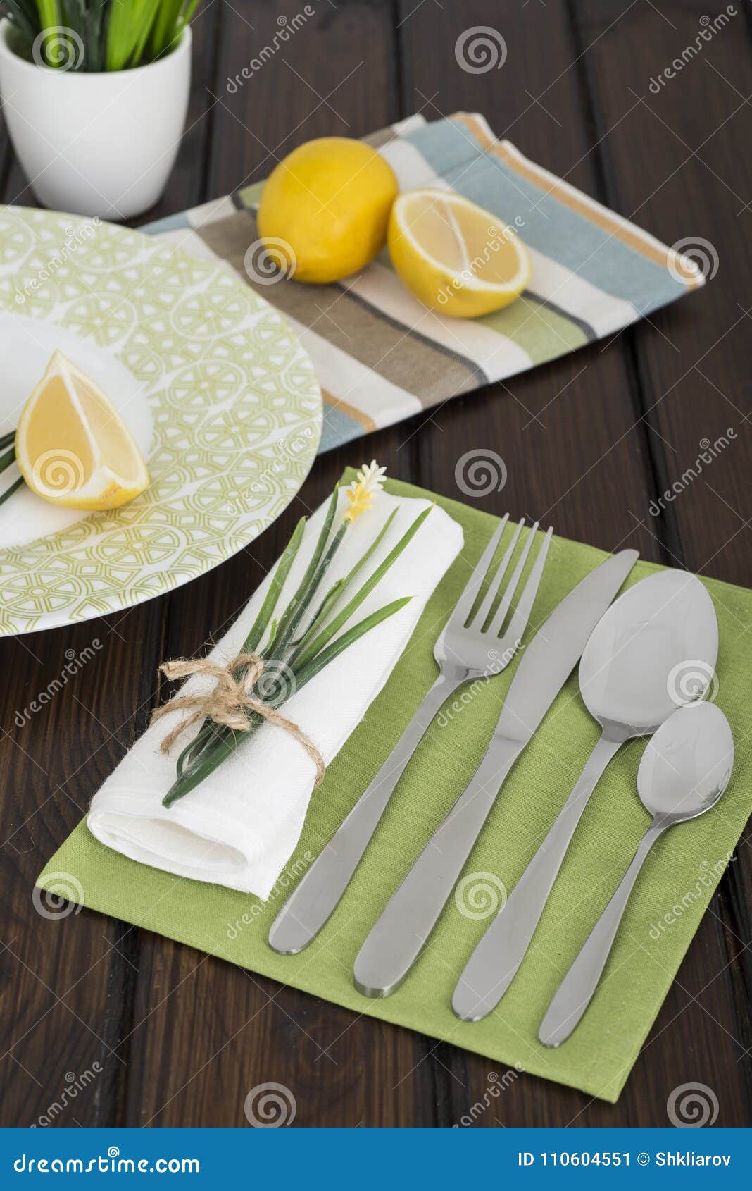 Table Setting with Decorations, Napkins on a Table Stock Image - Image ...