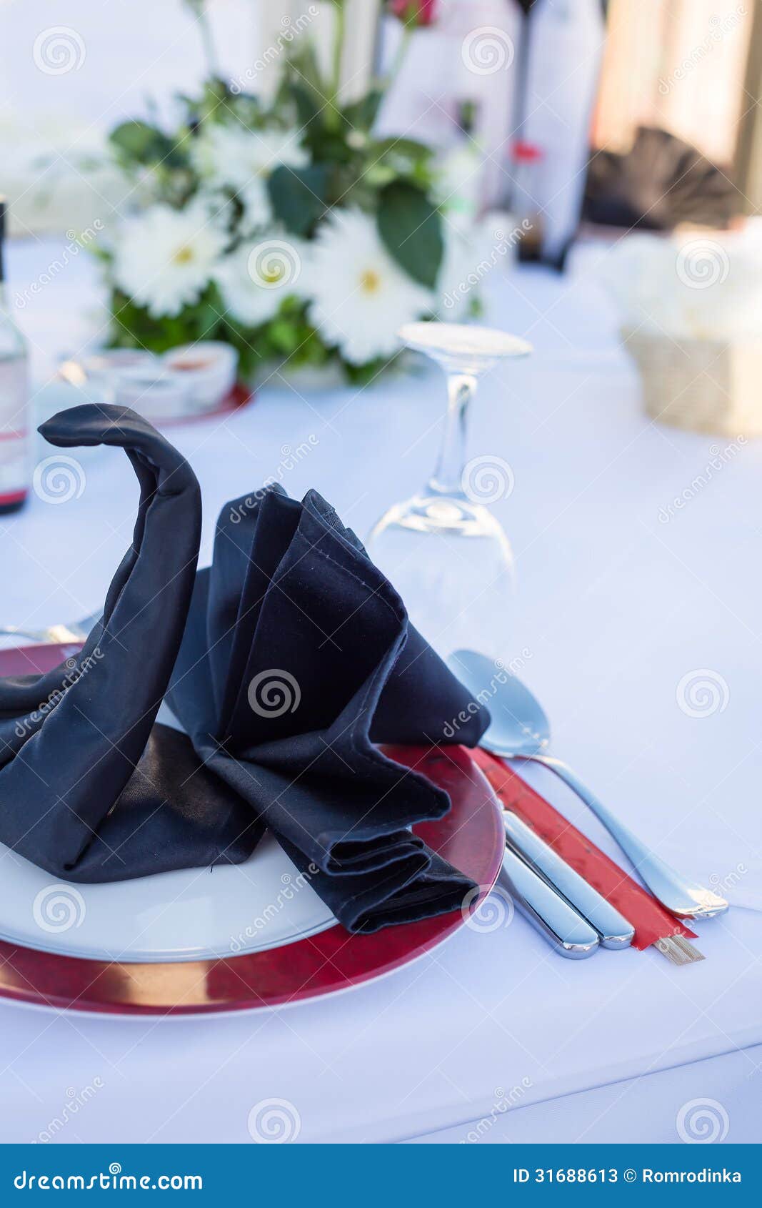 Table Setting for Dinner in Black and White Stock Image - Image of ...