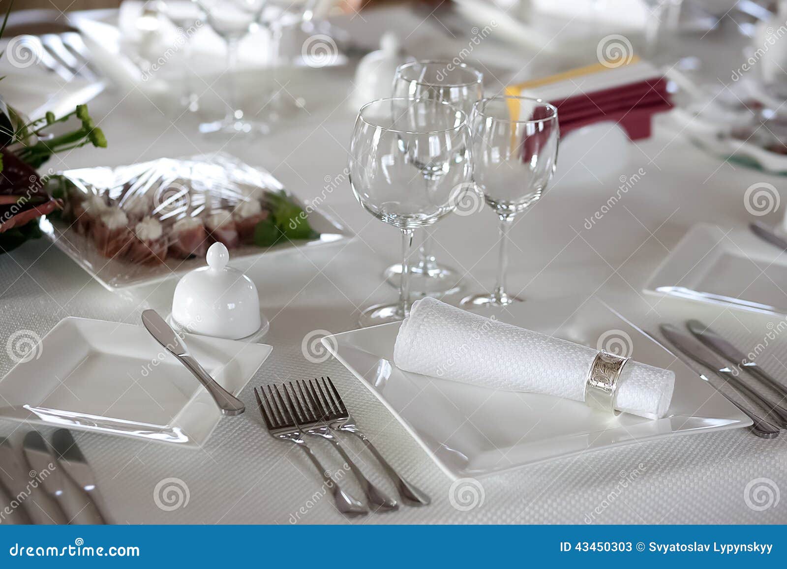 Table Setting before Dinner Stock Image - Image of banquet, interior ...