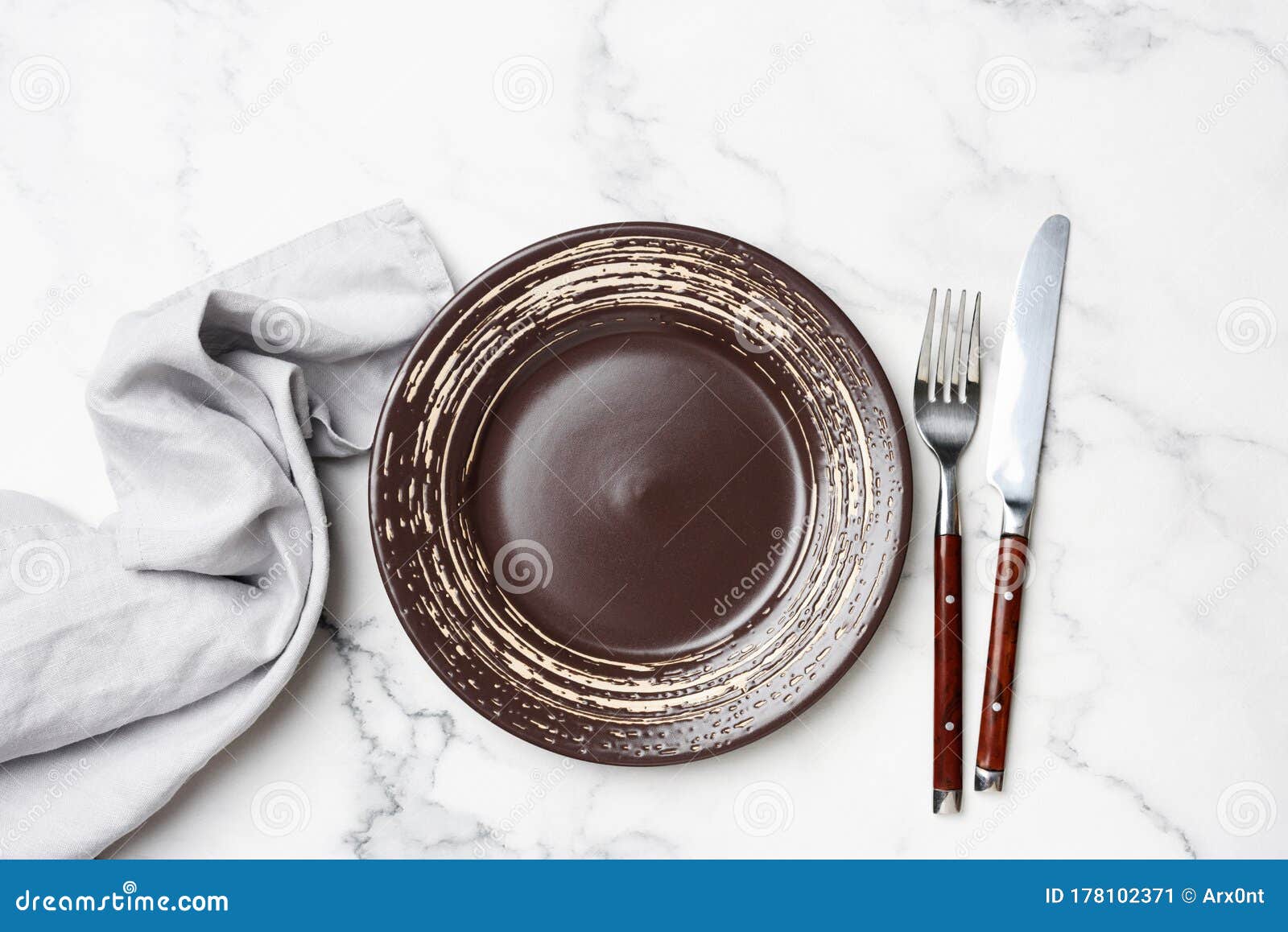 Table Setting Empty Plate and Tableware Stock Image - Image of knife ...