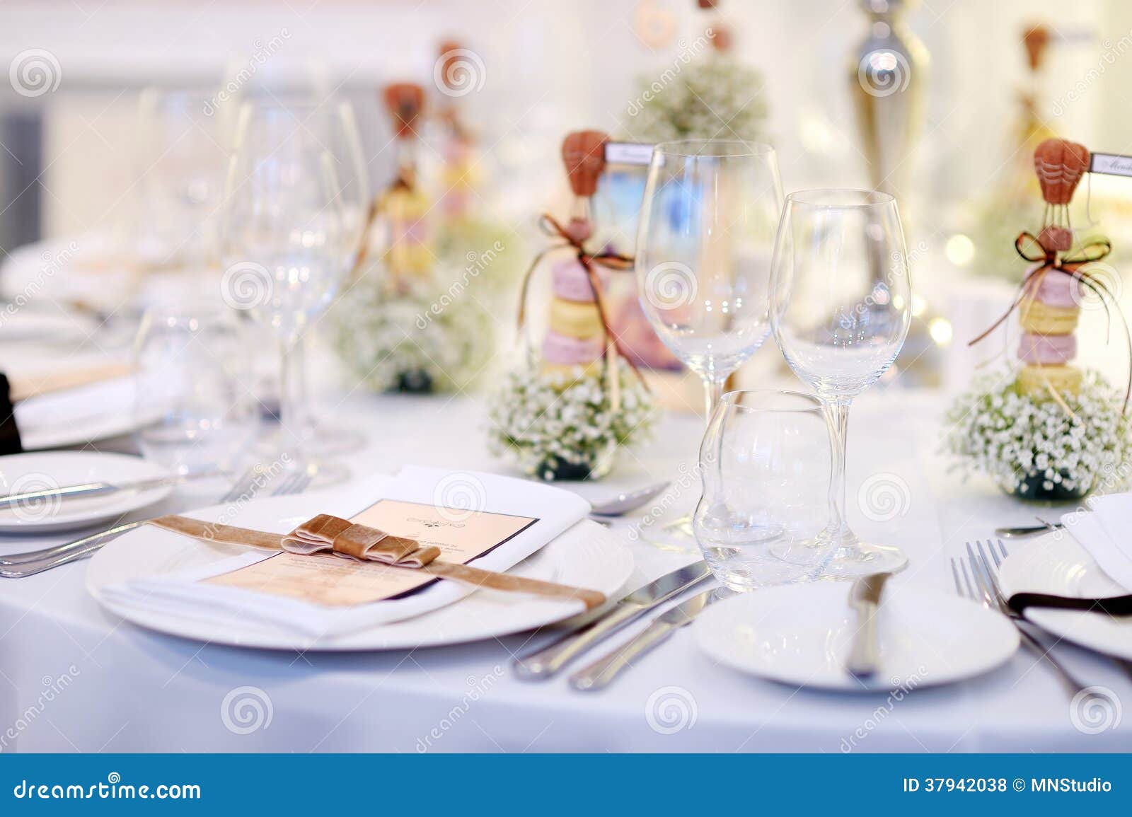 Table Setting for an Event Party Stock Photo - Image of event, glass ...