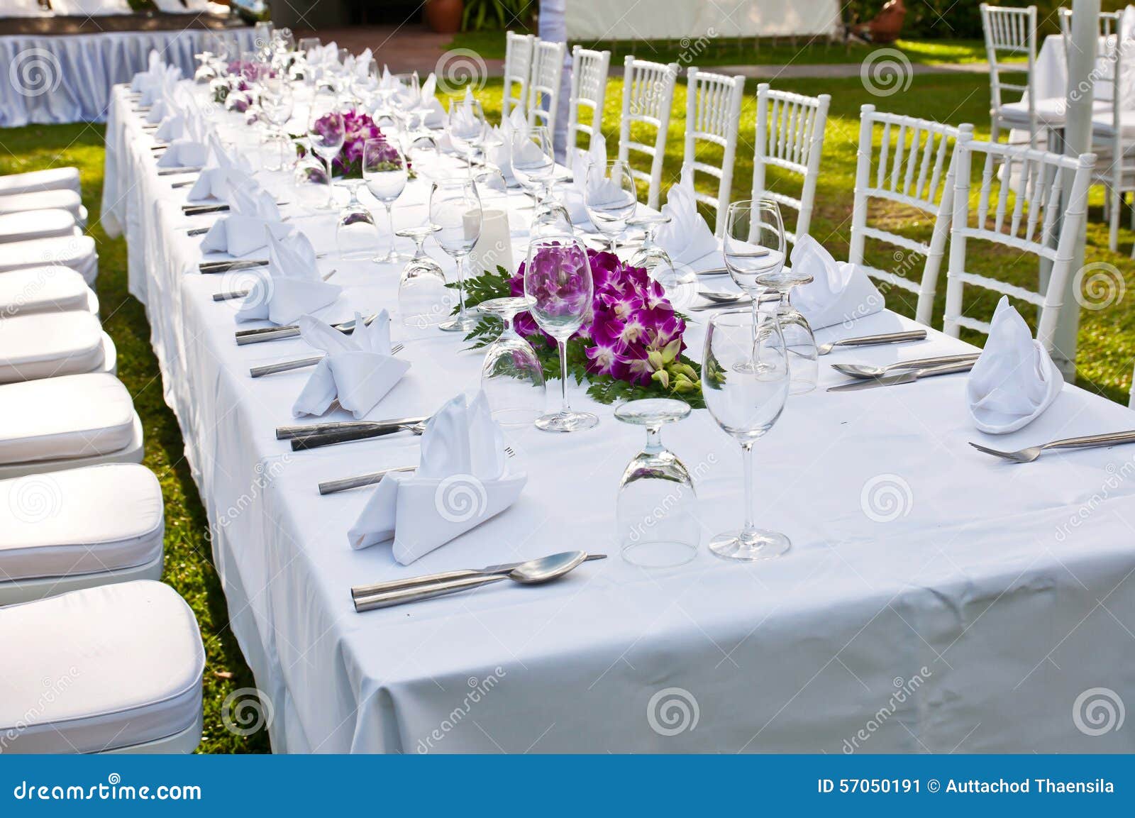 Table Setting for an Event Party or Wedding Reception on Sunset Stock ...