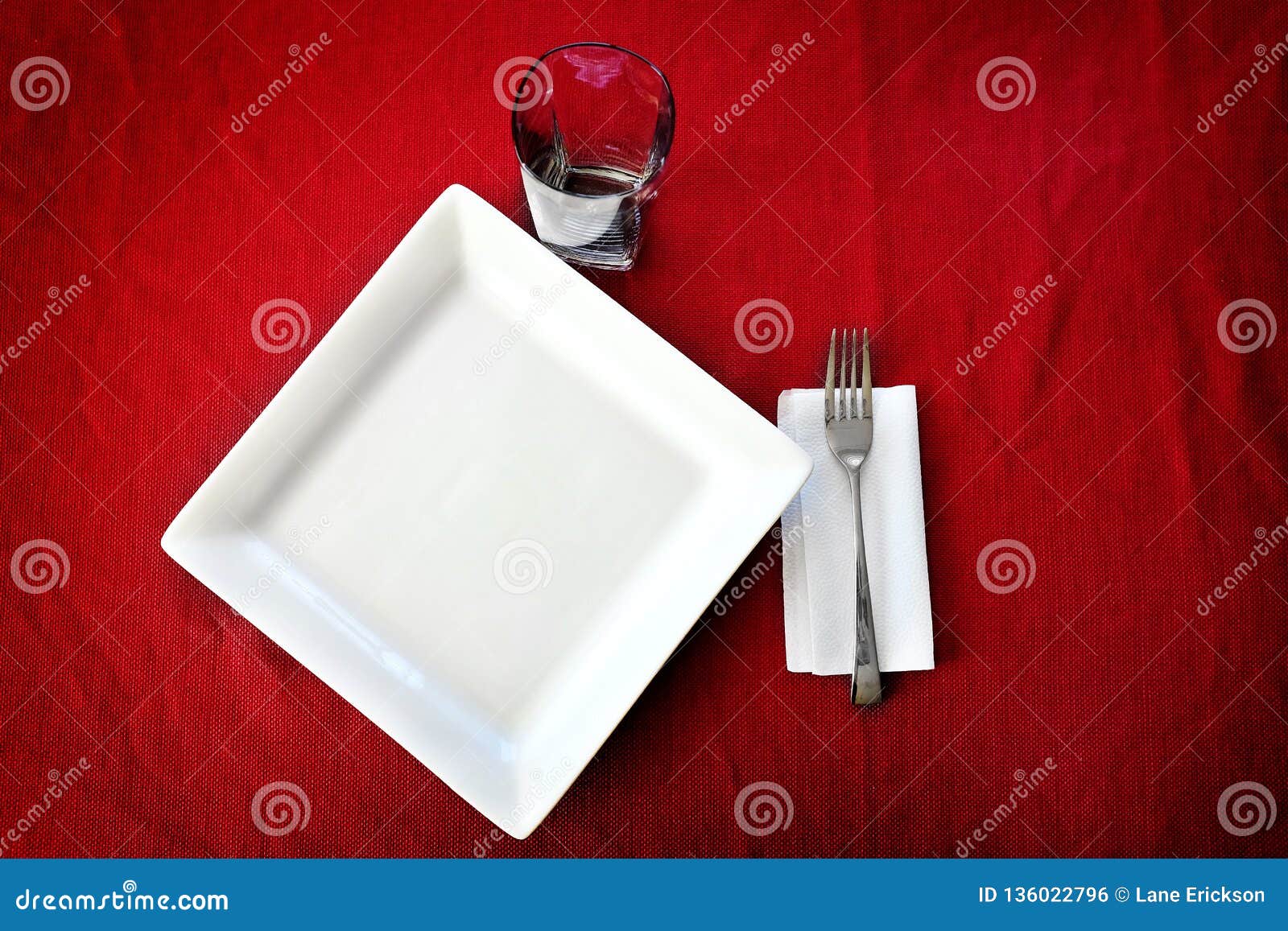 Table Setting with Fancy Plate Fork Cup and Covering Cloth Stock Photo ...
