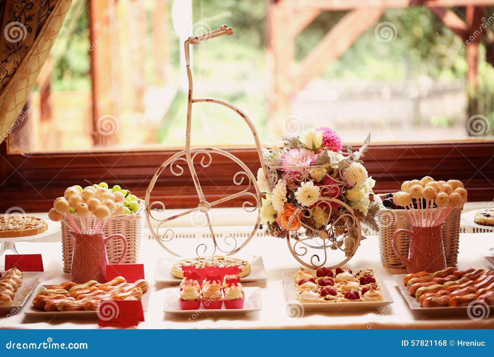 Table Setting with Flowers and Sweets Stock Photo - Image of afternoon ...