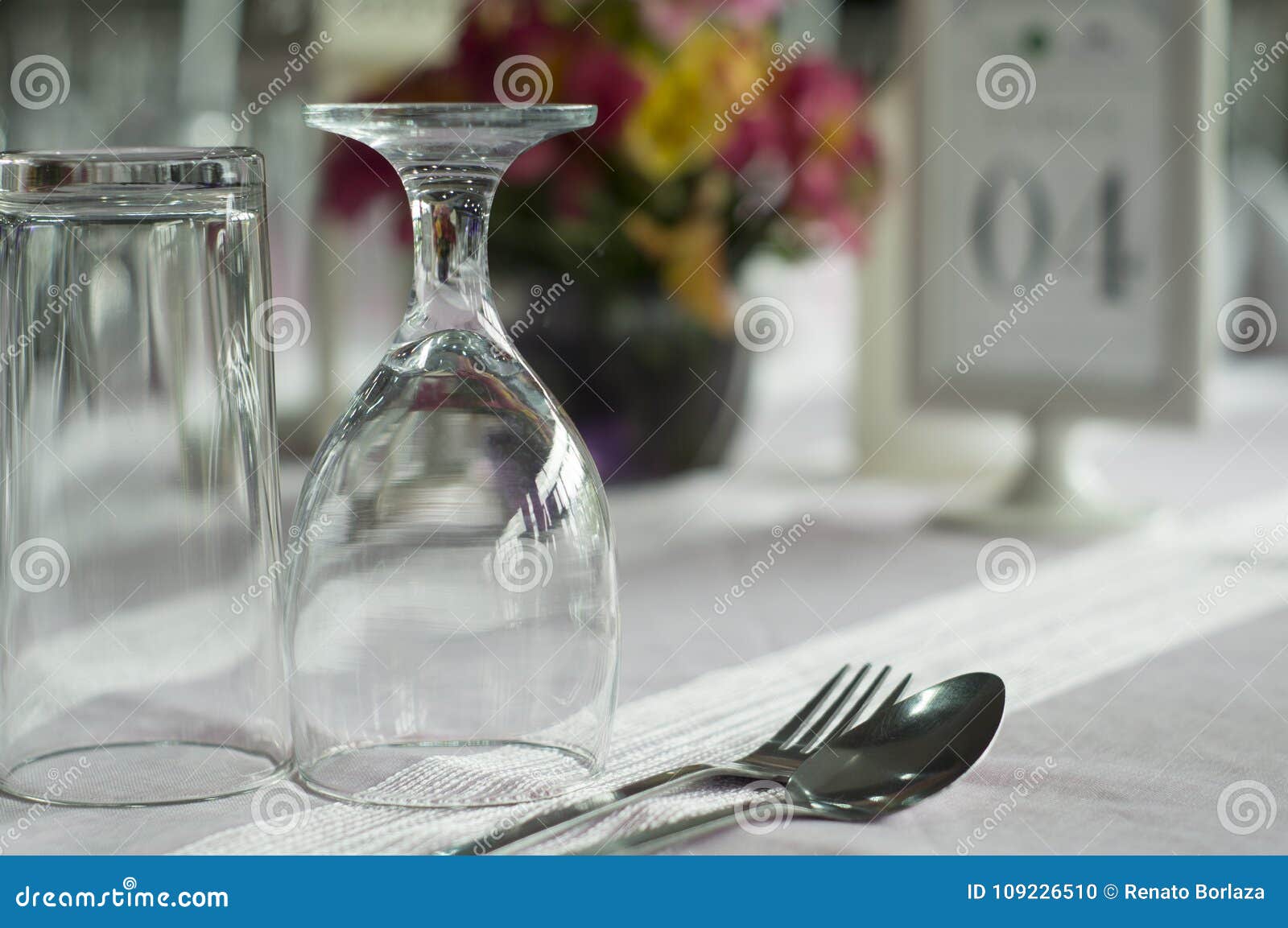 Table Setting with Fork, Spoon and Glass Stock Photo - Image of fork ...
