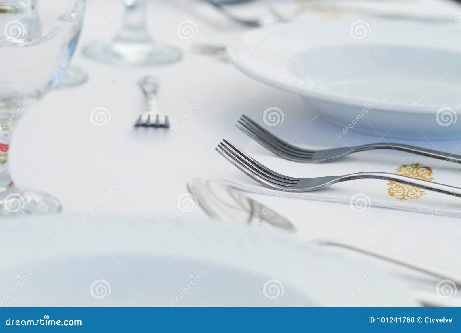 Table setting with forks stock photo. Image of lunch - 101241780