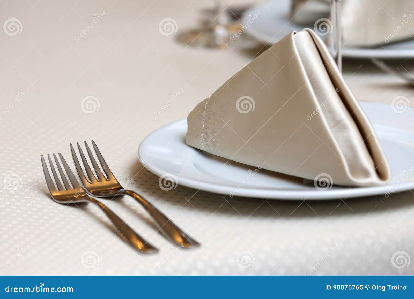 Table Setting Forks on a Table in the Restaurant Stock Image - Image of ...