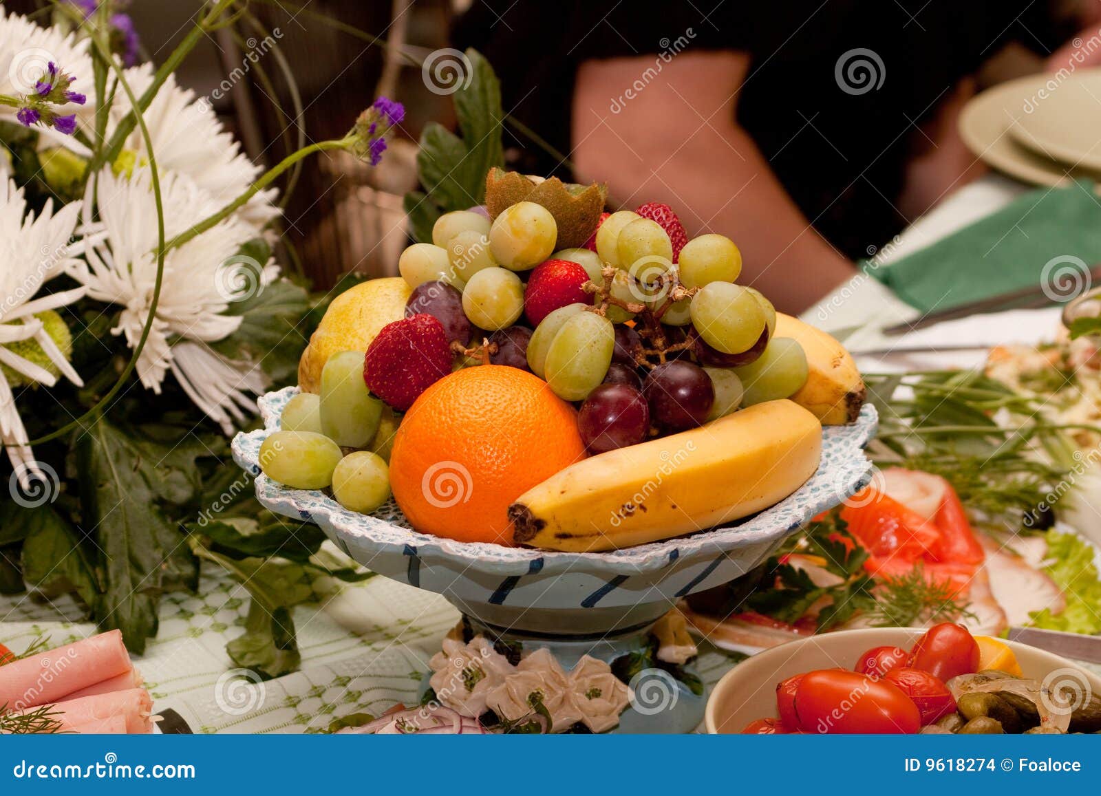 Table setting with fruits stock photo. Image of orange - 9618274