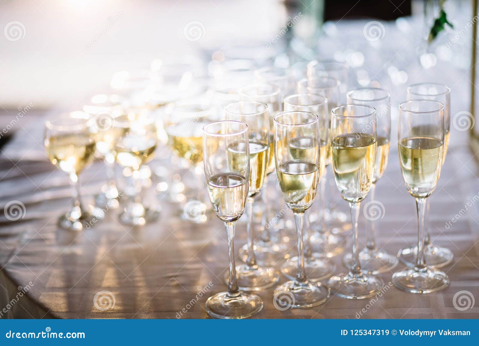 Festive Table Setting with Champagne. Champagne Glasses Close Up Stock ...