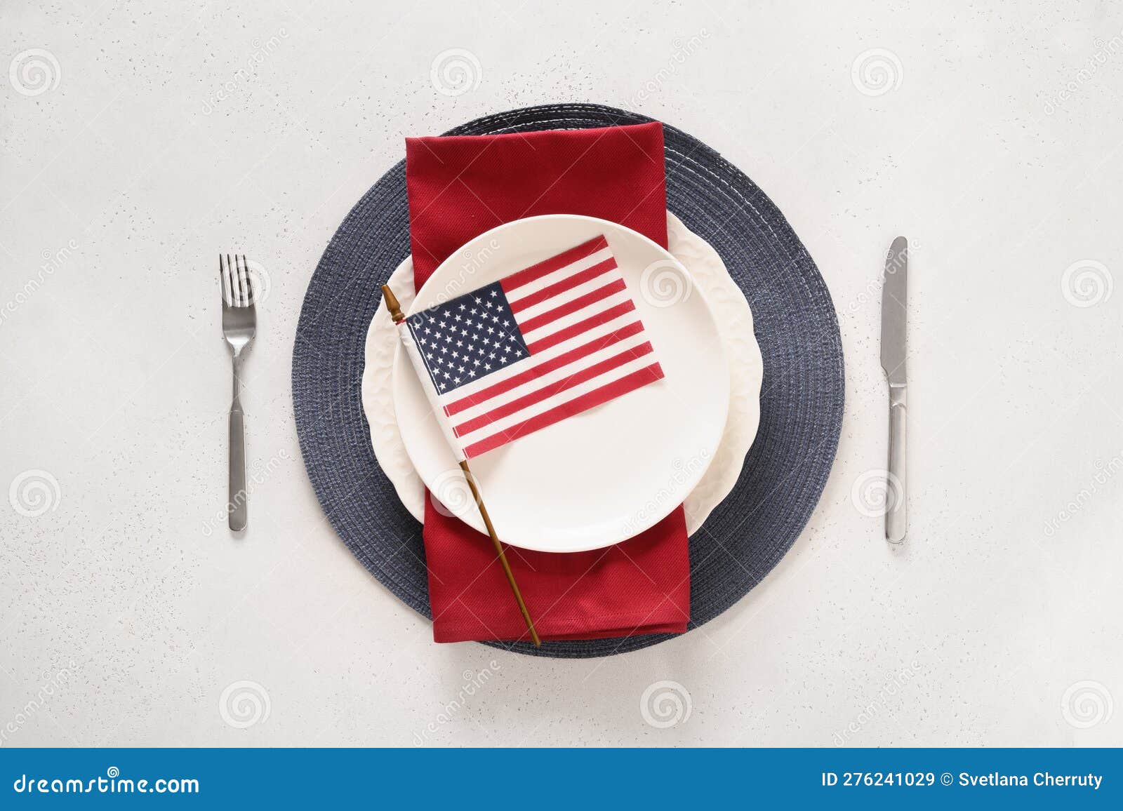 Table Setting for Independence Day on White . Stock Image - Image of ...