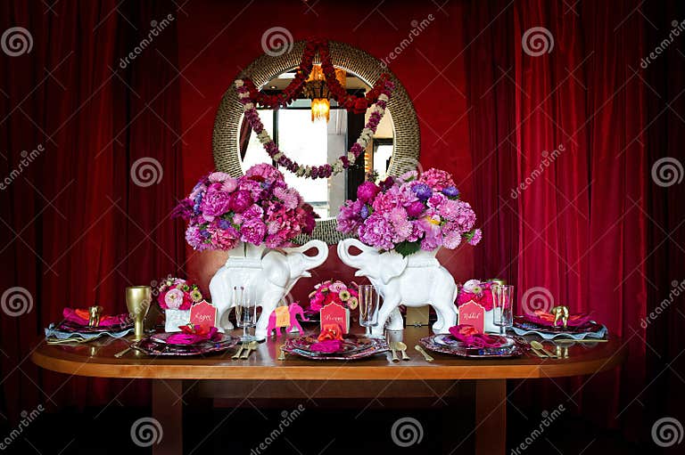 Table Setting for Indian Wedding Stock Photo - Image of cater, china ...