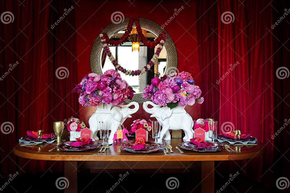Table Setting for Indian Wedding Stock Photo - Image of cater, china ...