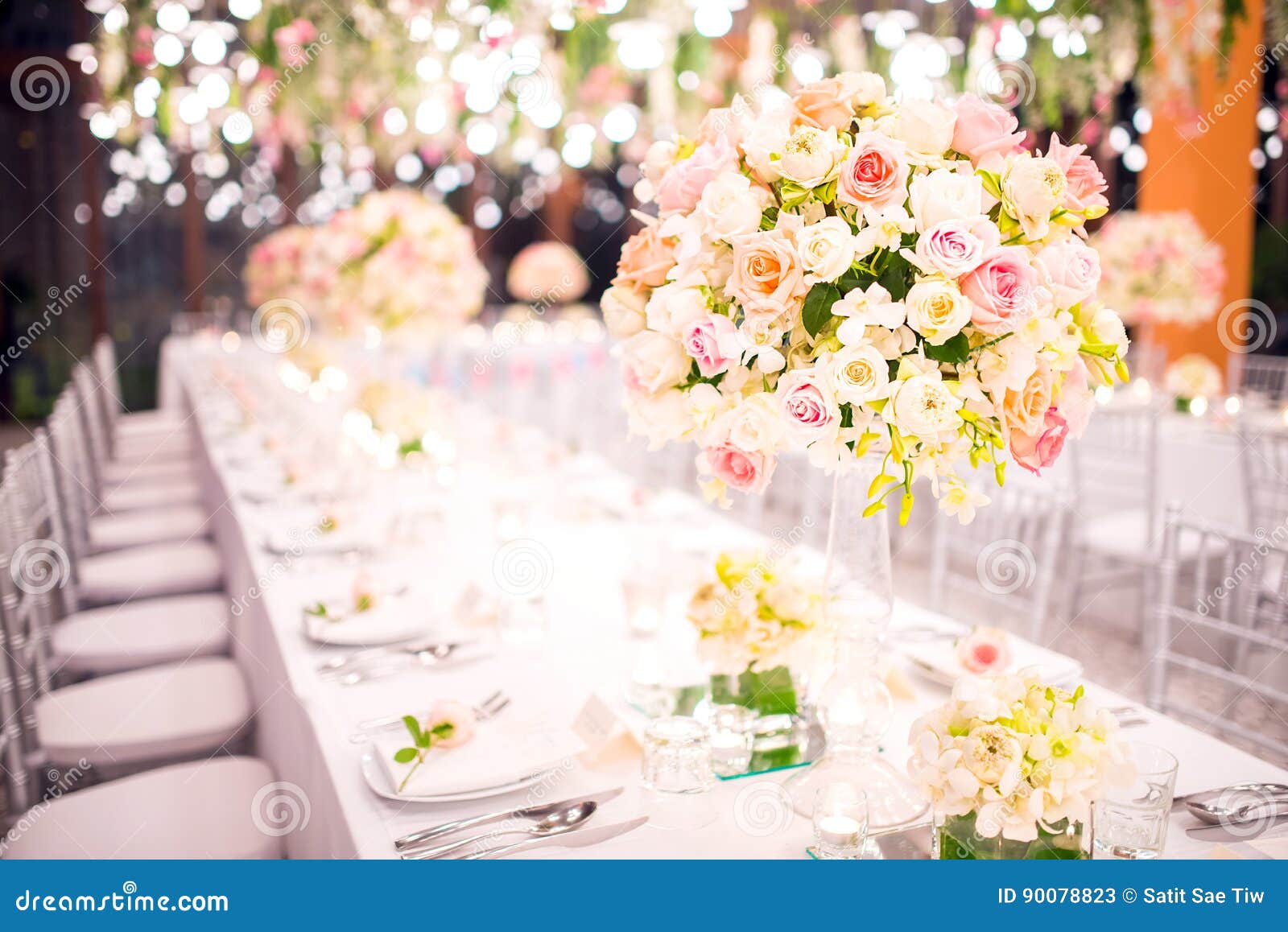 Table Setting at a Luxury Wedding and Beautiful Flowers Stock Image ...