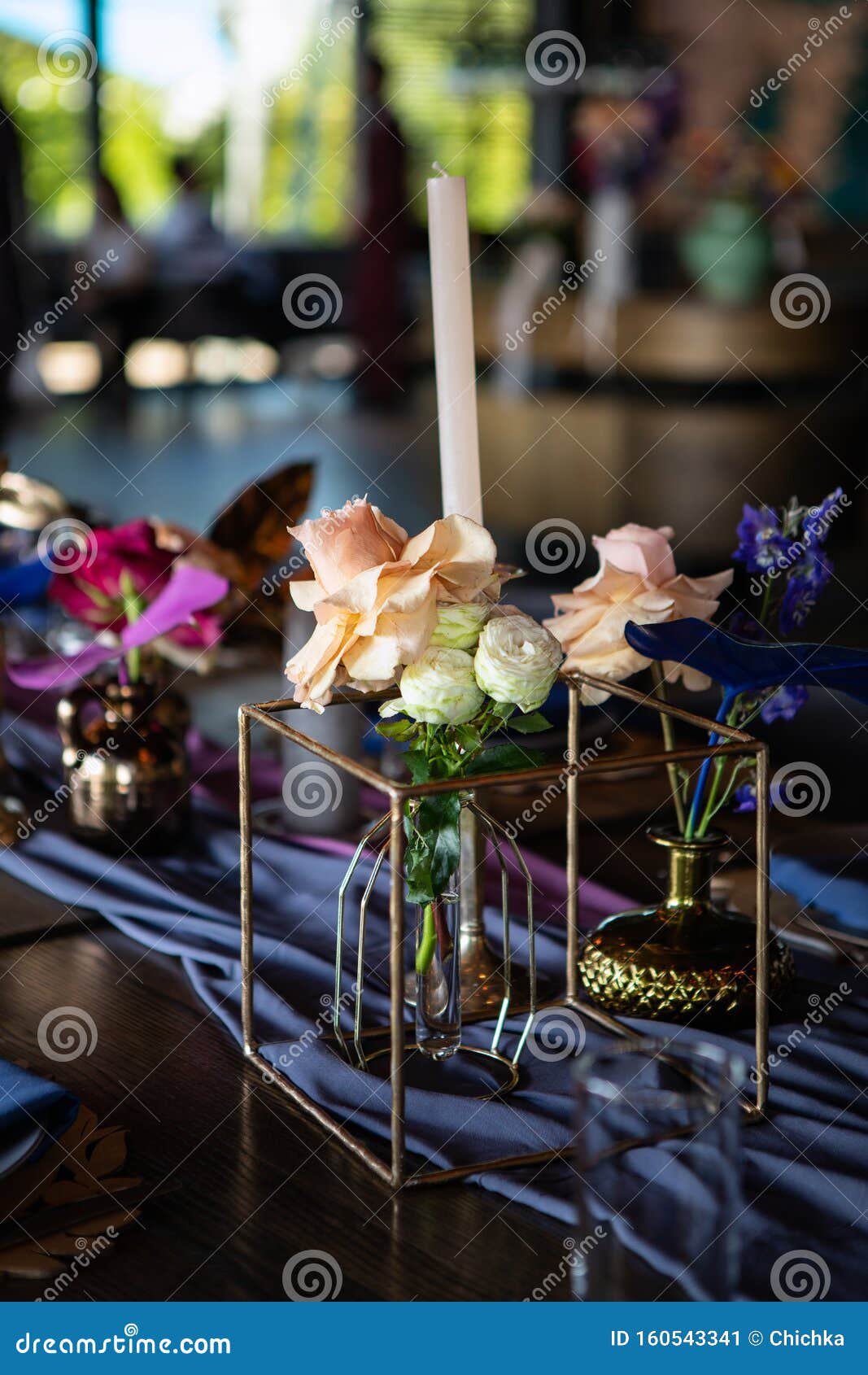 Table Setting at a Luxury Wedding Reception. Beautiful Flowers on the ...