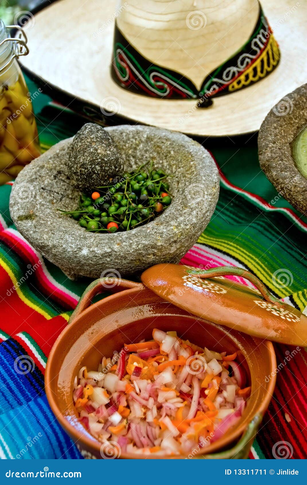 Table Setting: Mexican Style Stock Image - Image of mexican, mortar ...