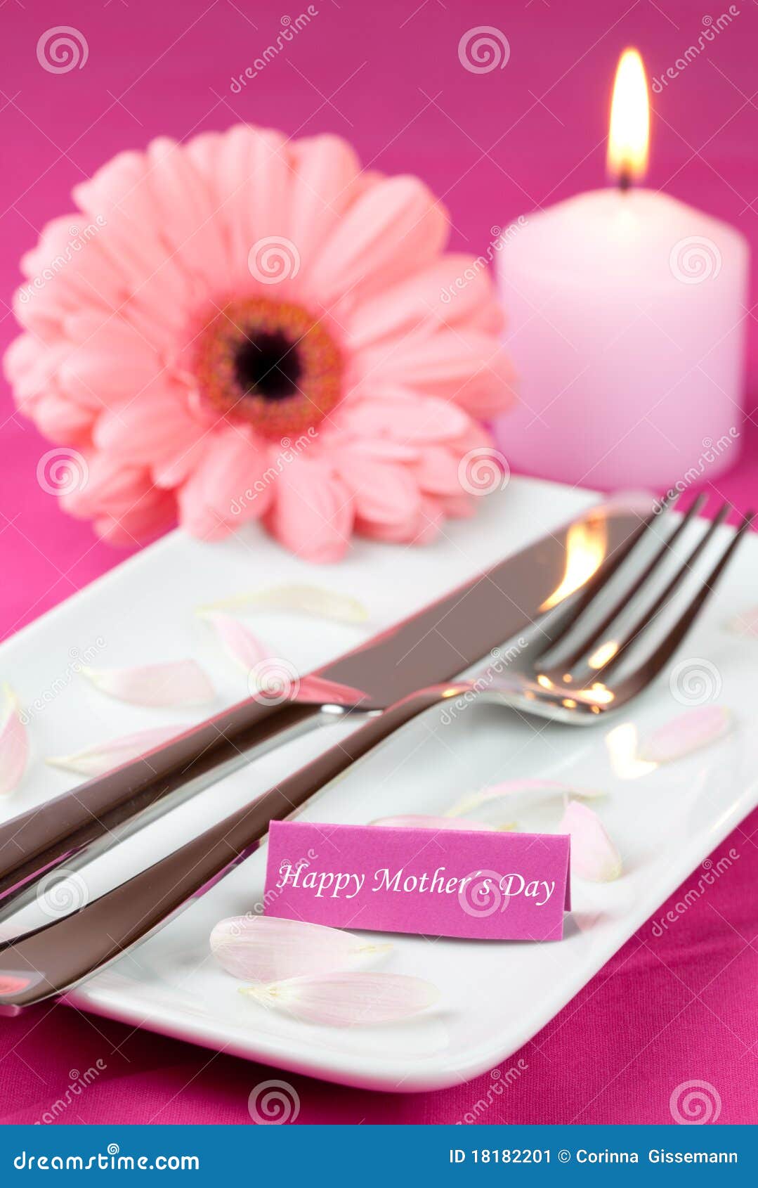 Table setting for mom stock image. Image of blossom, candle - 18182201