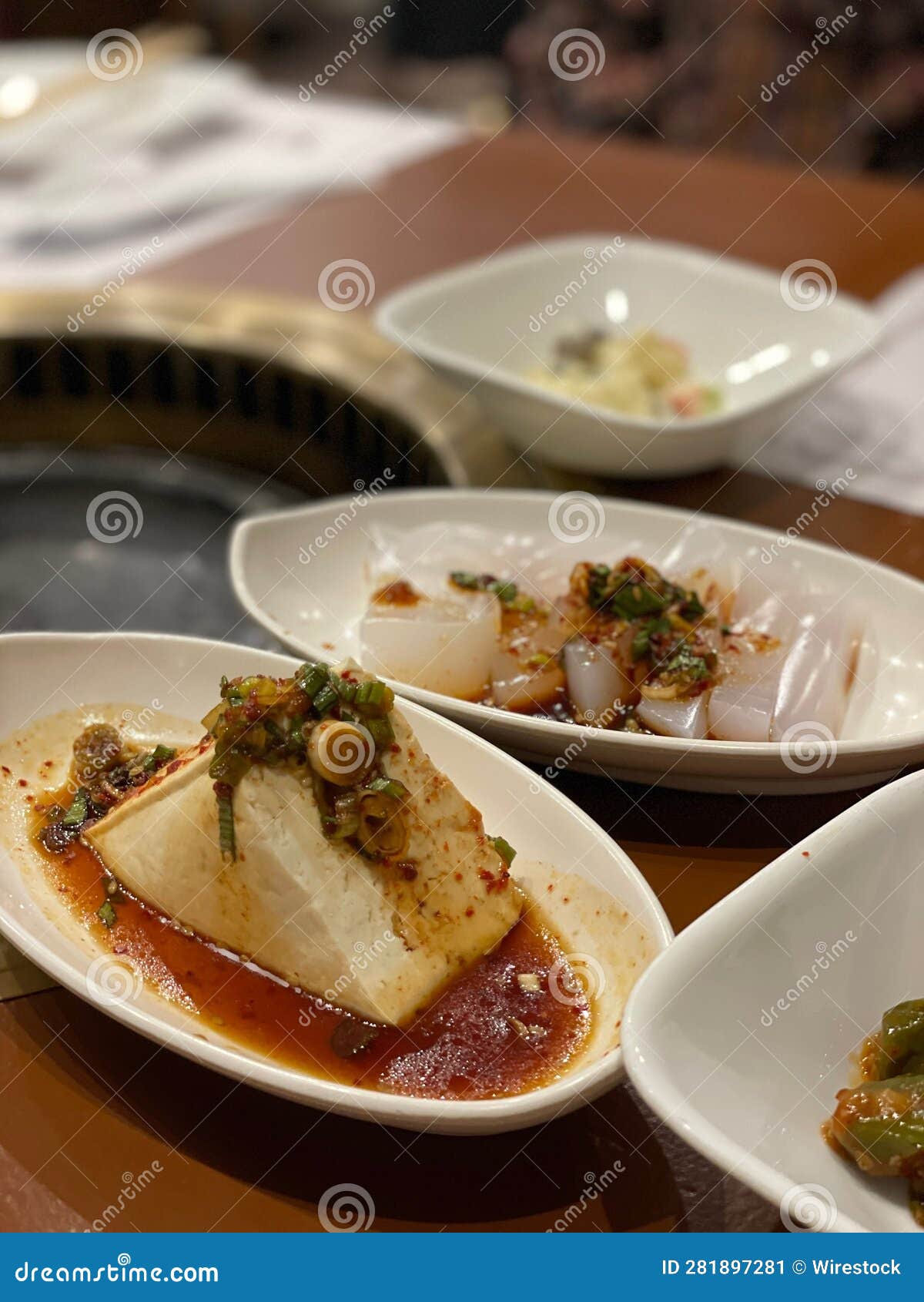 Table Setting with Multiple Dishes of Food Stock Image - Image of ...