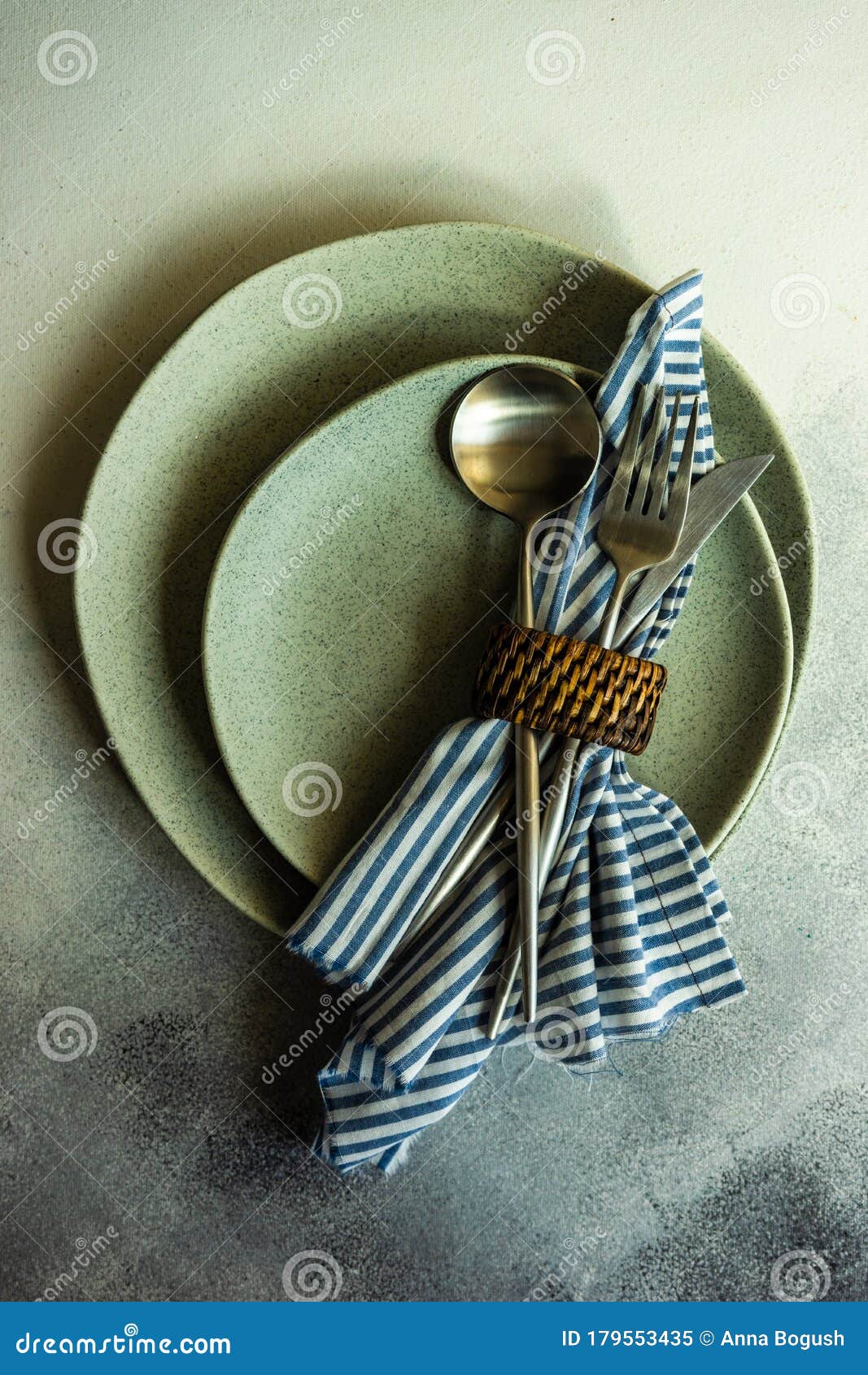 Table Setting with Napkin and Cutlery Stock Image - Image of cutlery ...