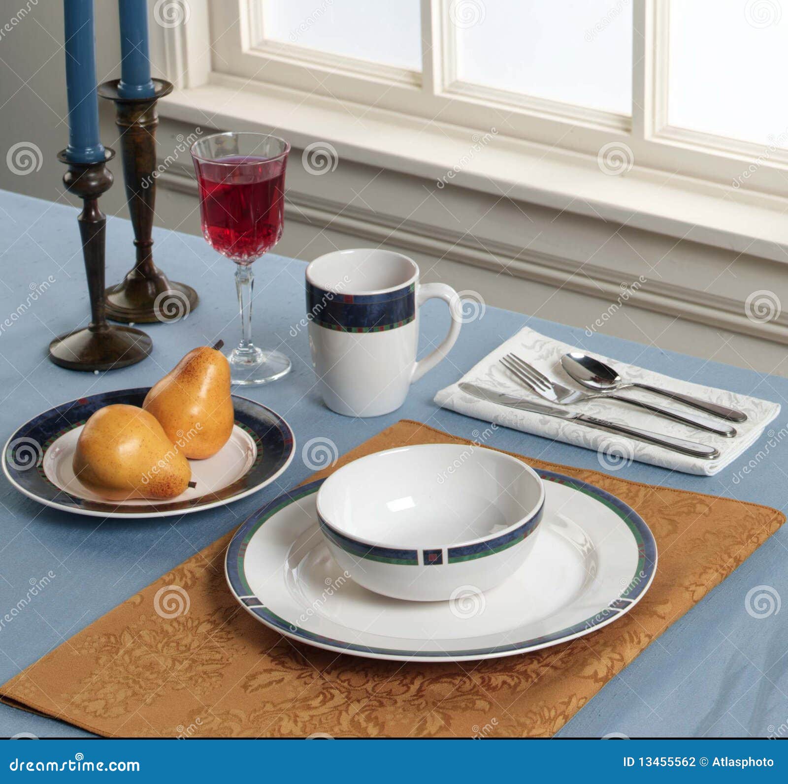 Table setting for one stock photo. Image of spoon, setting - 13455562