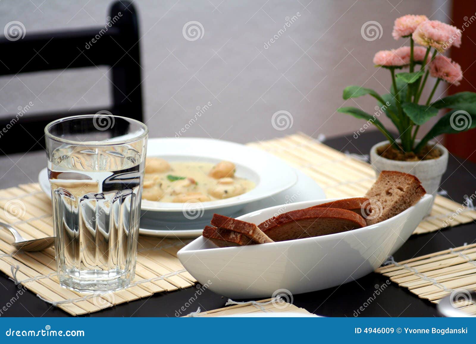 Table setting for one stock image. Image of soup, dish - 4946009