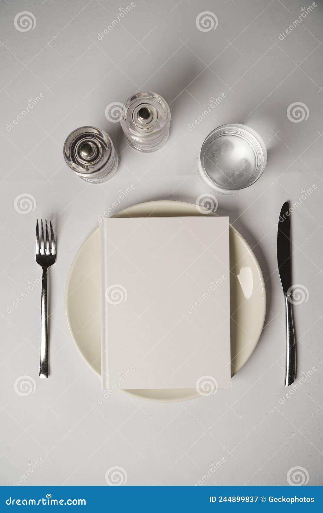 Table Setting with Plate, Knife and Fork, Top View Stock Image - Image ...